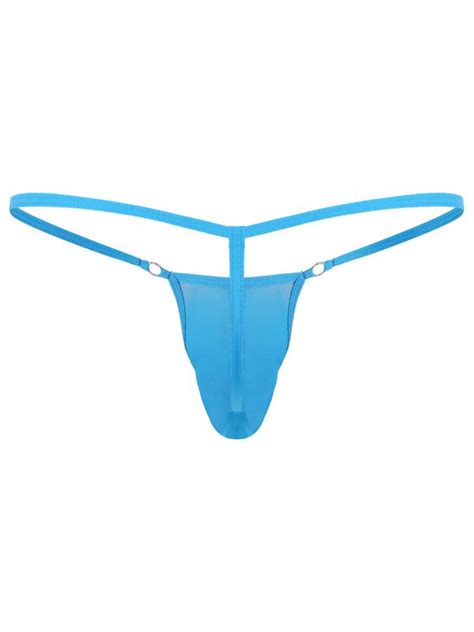 Iefiel Mens Sheer Mesh Bulge Pouch G String Low Rise T Back Elastic