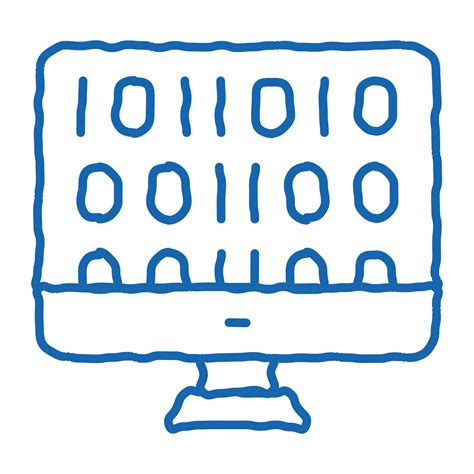artificial intelligence binary code doodle icon hand drawn illustration