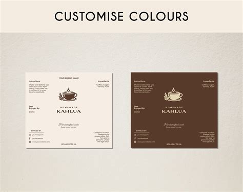 Editable Kahlua Bottle Label Template Custom Coffee Liqueur Digital Download Etsy