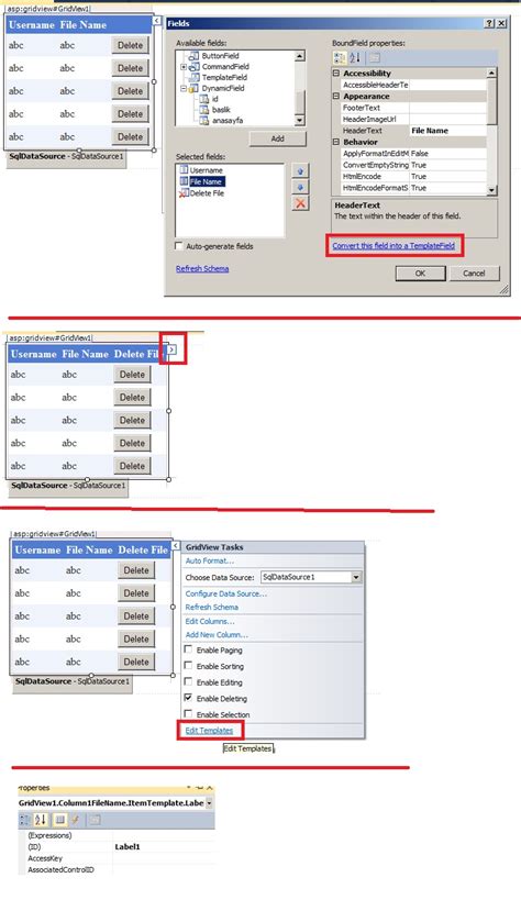 C Retrieving Filename Column Form Gridview Stack Overflow