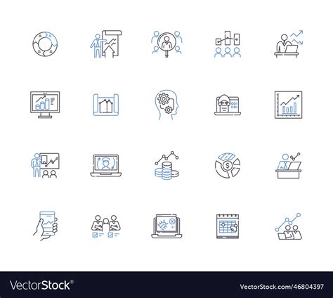 Information Management Line Icons Collection Vector Image
