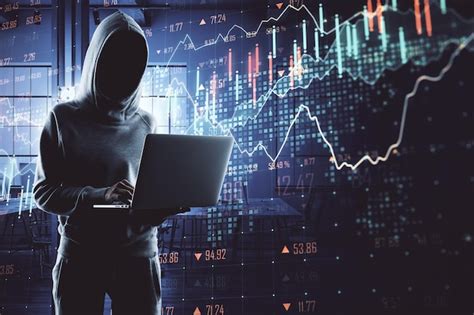 Premium Photo Hacker With Laptop Using Digital Business Interface