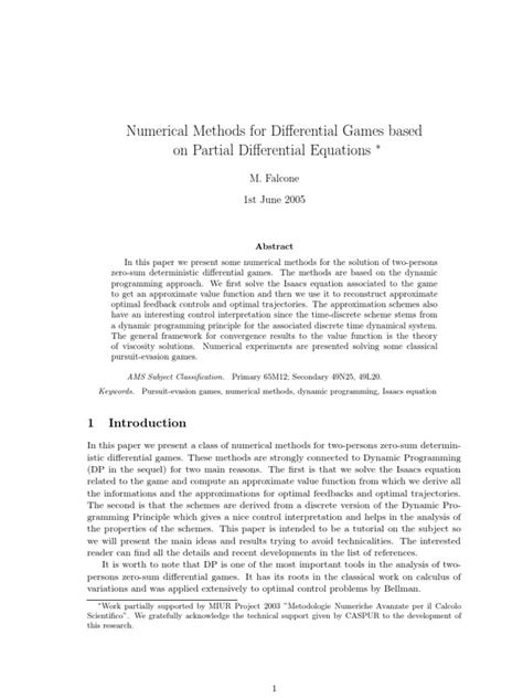 PDF Numerical Methods For Differential Games Based On Partial Differential Equations DOKUMEN