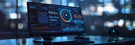 A Futuristic Computer Monitor Displaying An Abstract Network Monitoring