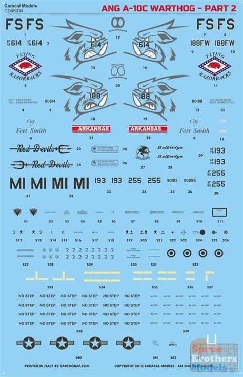 Carcd48034 1 48 Caracal Models Decals A 10c Thunderbolt Ii Arkansas And Michigan Ang Sprue