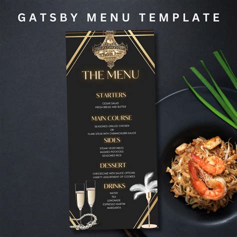 Gatsby Theme Menu Template Menu Template Canva Template Birthday