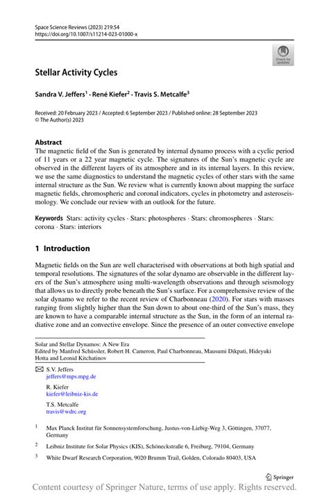 Pdf Stellar Activity Cycles