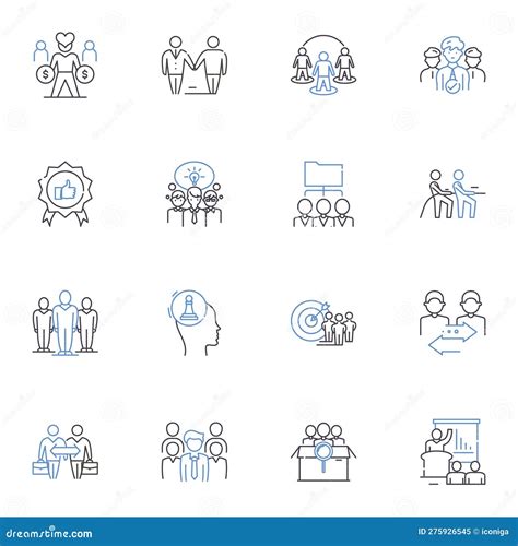 Collaborative Tasks Line Icons Collection Brainstorming Communication Cooperation Creativity