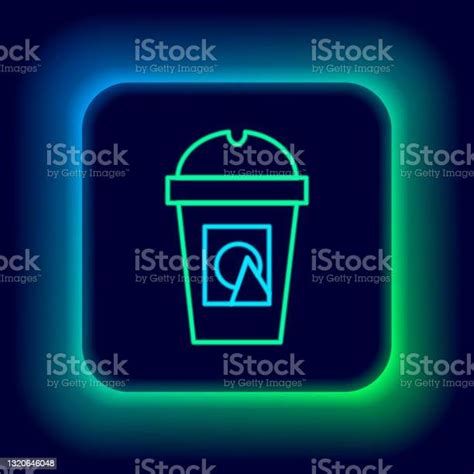 빛나는 네온 라인 커피 컵은 검은 배경에 고립 된 아이콘을 이동합니다 인쇄물을 꺼내라 다채로운 개요 개념 벡터 굴리기에 대한 스톡 벡터 아트 및 기타 이미지 Istock