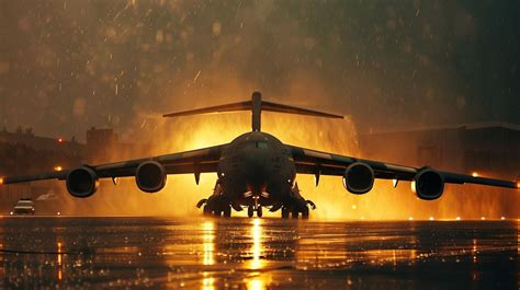 Premium Photo Cargo Plane Landing On Airport Runway Dramatic Aerial View