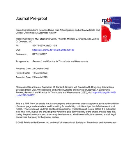Pdf Drug Drug Interactions Between Direct Oral Anticoagulants And