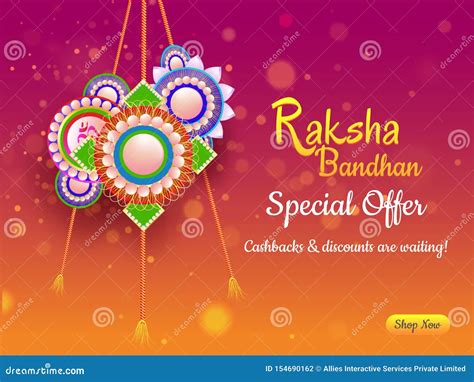 Advertising Banner Or Poster Design With Traditional Decorative Rakhi