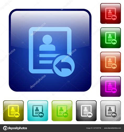 reply contact icons rounded square color glossy button set stock vector