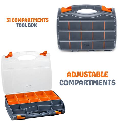 31 Compartment Double Sided Storage Box Tool Organiser Carry Case For Screws And Small Parts