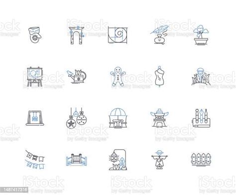 오리지널 엔터프라이즈 라인 아이콘 컬렉션입니다 혁신 비전 창의성 기업가 정신 독창성 야망 리더십 벡터 및 선형 일러스트레이션