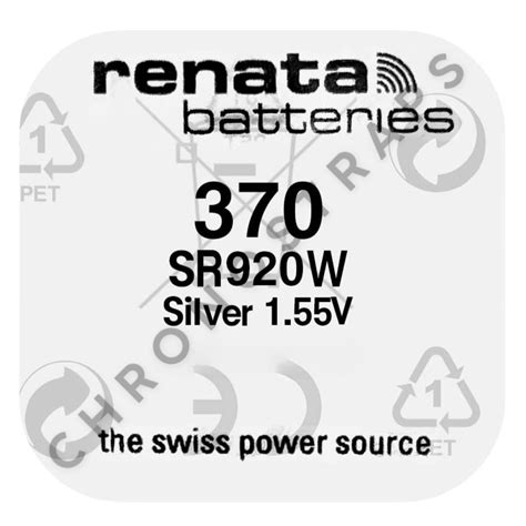 Renata 370 Sr920w Swiss Made Silver Oxide Watch Battery