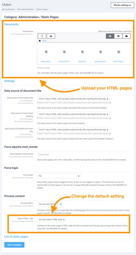 How To Add Pages To Moodle Using The Static Pages Plugin Free Html