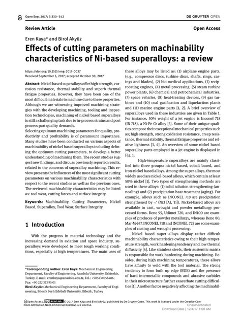 Pdf Effects Of Cutting Parameters On Machinability Characteristics Of
