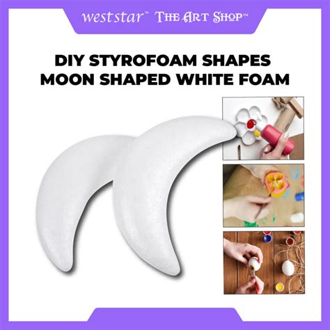 [weststar] Diy Styrofoam Shapes Moon Shaped White Foam Crafts Moon Shape Polystyrene Modelling