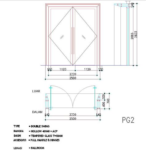 2220×2683 Sized Double Swing Door Design Is Given In The Autocad 2d Drawing Cad File Dwg File
