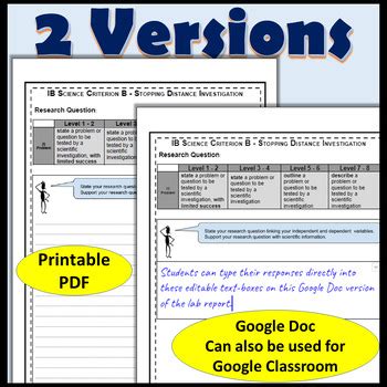 IB MYP Science Criterion B Designing An Experiment Lab Report Writing Guide