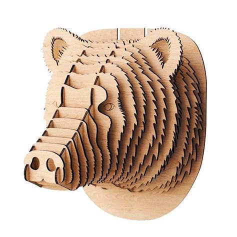 Descarga Vector Corte Cnc Cabeza Escultura Oso Para Corte Laser Laser