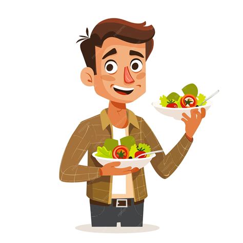Premium Vector Man Eating Healthy Food Proper Nutrition Concept