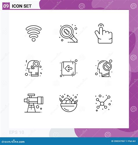 Editable Vector Line Pack Of 9 Simple Outlines Of Human Direction Gesture Arrow Homophile