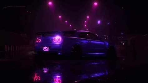 Nissan Skyline Gt R R34 Live Wallpaper Purple Modified Car At Night
