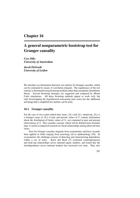 Pdf A General Nonparametric Bootstrap Test For Granger Causality