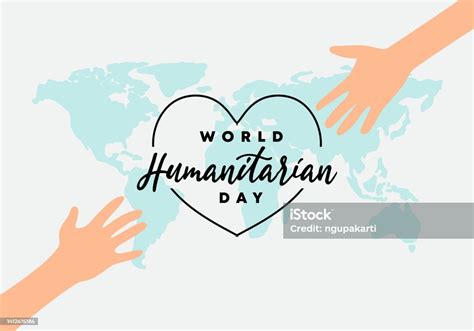 회색 흰색 배경에 고립 된 세계지도에 손으로 쓴 텍스트와 손으로 쓴 세계 인도주의의 날 배경 8월에 대한 스톡 벡터 아트 및 기타 이미지 Istock