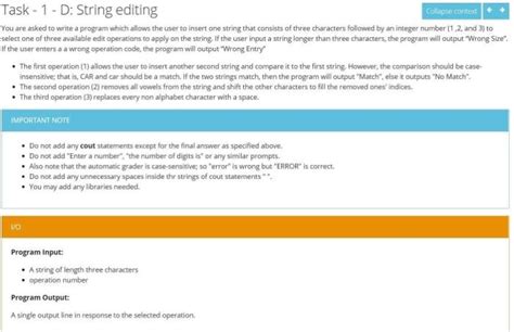 Solved Task 1 D String Editing Collapse Context You Are