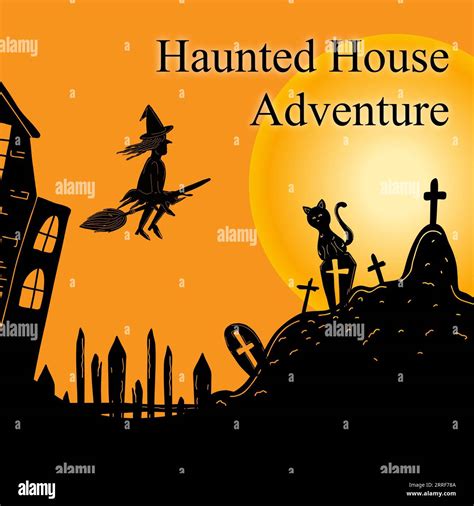 Composite Of Haunted House Adventure Text And Halloween Spooky