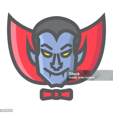 그리고 드라큘라 뱀파이어 가득 개요 아이콘 할로윈 무서운 공포 기호 벡터 그래픽 흰색 배경 Eps 10에 다채로운 선 패턴 가득 찬에 대한 스톡 벡터 아트 및 기타 이미지