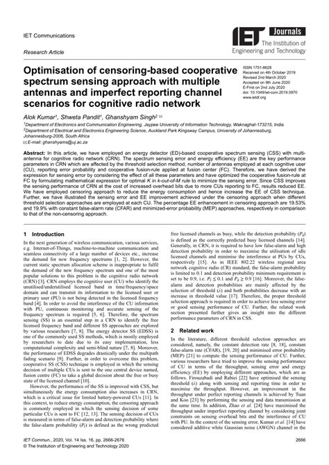 Optimization Of Censoring Based Cooperative Spectrum Sensing Approach With Multiple Antennas And