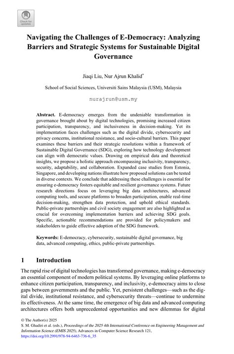 PDF Navigating The Challenges Of E Democracy Analyzing Barriers And Strategic Systems For