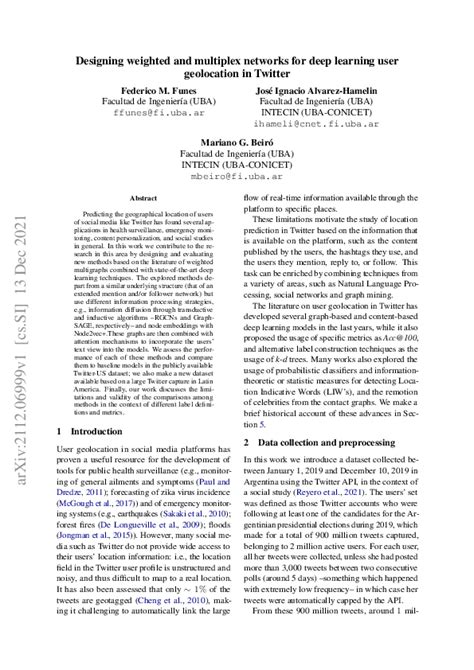 Pdf Designing Weighted And Multiplex Networks For Deep Learning User Geolocation In Twitter