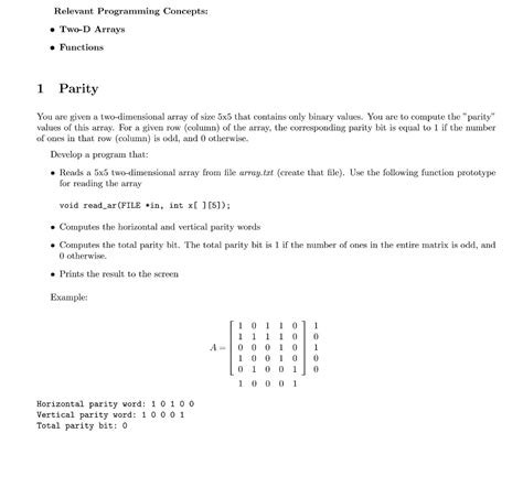 Solved Relevant Programming Concepts Two D Arrays Chegg