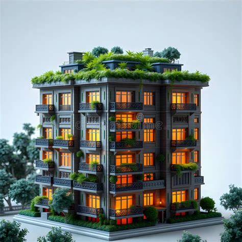 3d Render Of A Residential Building With A Garden In The Foreground