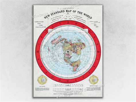 1892 Flat Earth Map Alexander Gleasons New Standard Map Of The World