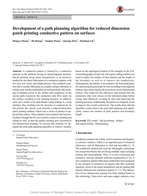 Development Of A Path Planning Algorithm For Reduced Dimension Patch