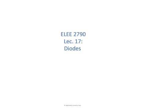 Lec17 Diodes Brief Prelec Elee 2790 Lec 1 7 Diodes © 2020 Oxford