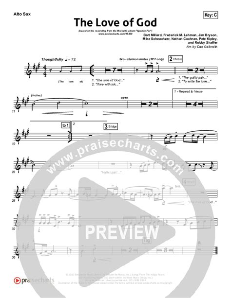 The Love Of God Alto Sax Sheet Music Pdf Mercyme Praisecharts