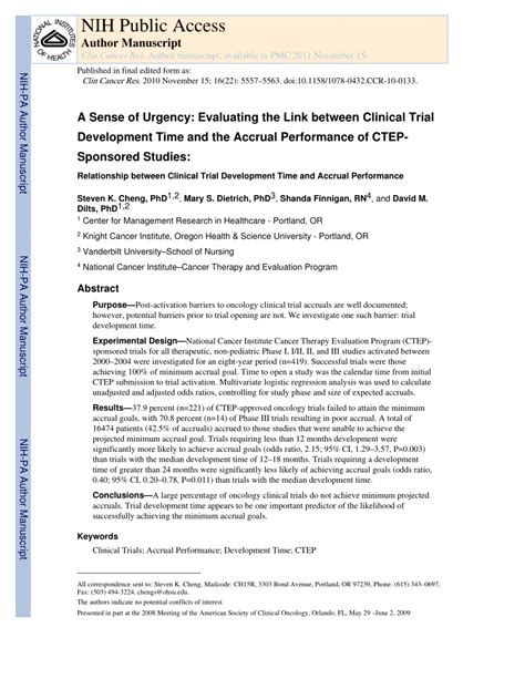 Pdf A Sense Of Urgency Evaluating The Link Between Clinical Trial