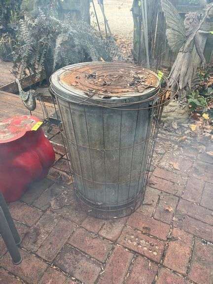 Trash Barrel Leaf Burner And Terra Cota Turtle Planter With Broken Foot
