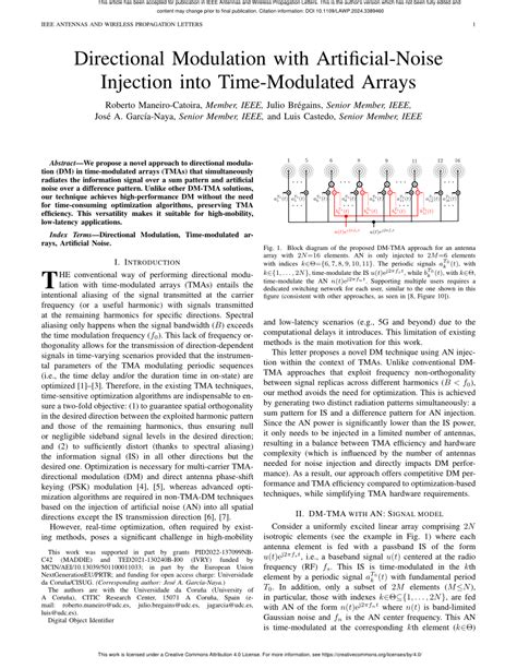 Pdf Directional Modulation With Artificial Noise Injection Into Time Modulated Arrays