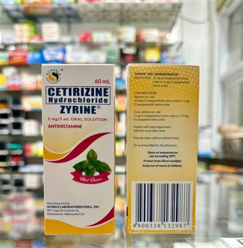 Cetirizine Syrup Zyrine 5mg 5 Ml 60ml Lazada Ph