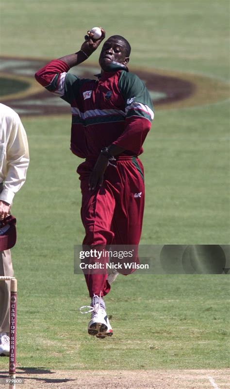 Cameron Cuffy Of The West Indies Gets The Wicket Of Grant Flower Of News Photo Getty Images