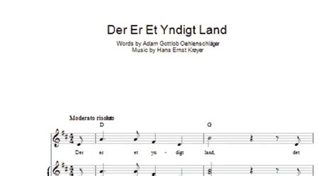 Der Er Et Yndigt Land Danish National Anthem Piano Vocal And Guitar