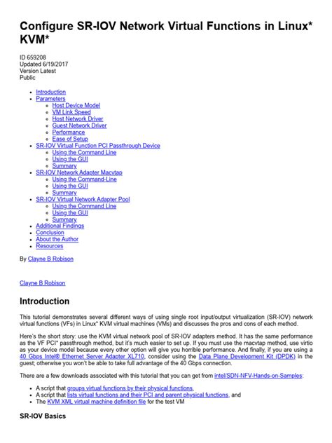 Configure Sr Iov Network Virtual Functions In Linux Kvm Pdf Network Interface Controller